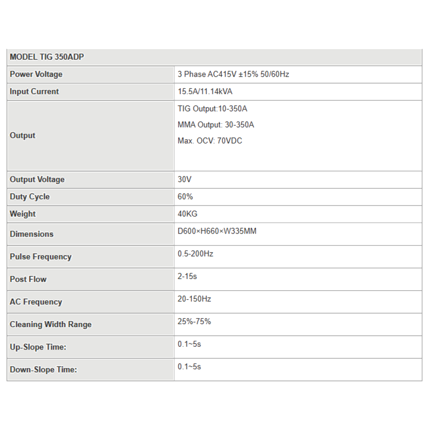 AUSTCORP TIG-350ADP INVERTER WELDING MACHINE