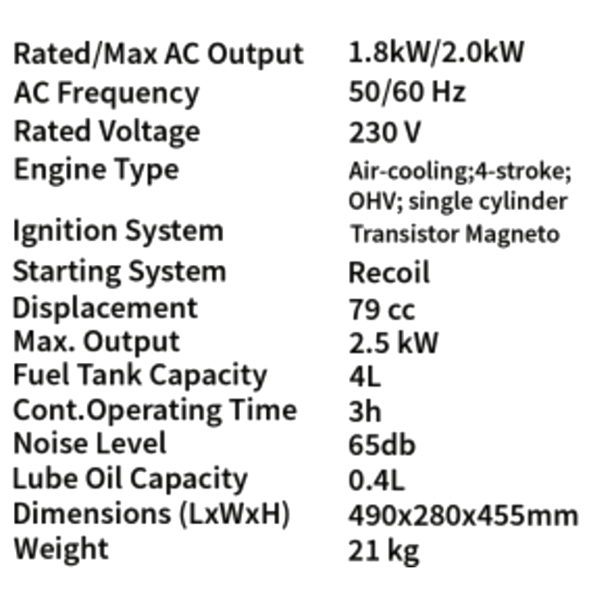 SUMO SM-2000I INVERTER GENERATOR