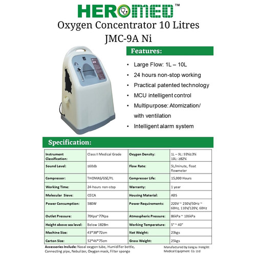 HEROMED OXYGEN CONCENTRATOR 10L